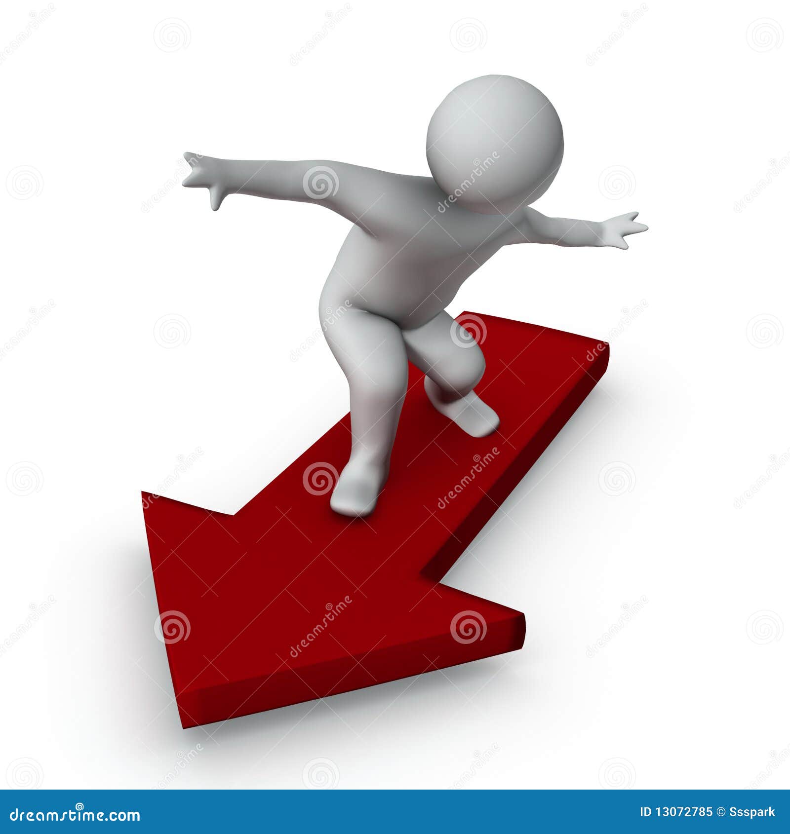 3d Man Surfing on Red Arrow Stock Illustration - Illustration of aiming ...