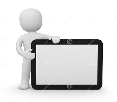 3d man with tablet PC stock illustration. Illustration of commercial ...