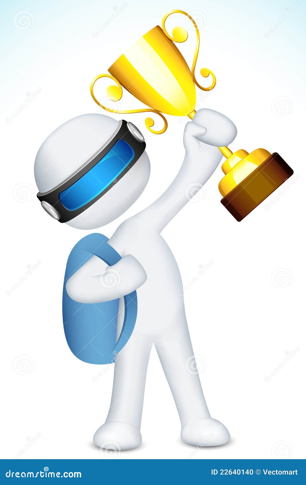 3d Man with Trophy stock vector. Illustration of cyborg - 22640140