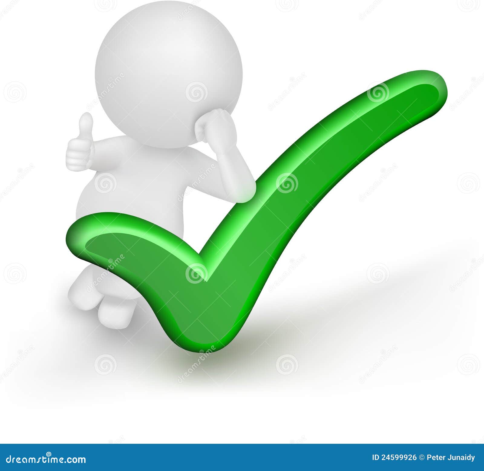 3d Man Vector with Green Check Mark and Thumbs Up. Stock Vector ...