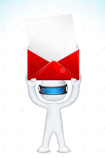 3d Man in Vector with Postal Envelope Stock Vector - Illustration of ...
