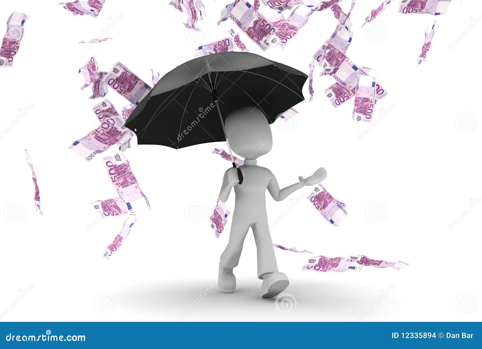 3d Man - Walking in Money Rain Stock Illustration - Illustration of ...