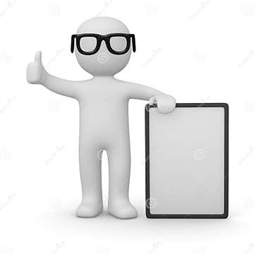 3d man with white poster stock illustration. Illustration of notice ...
