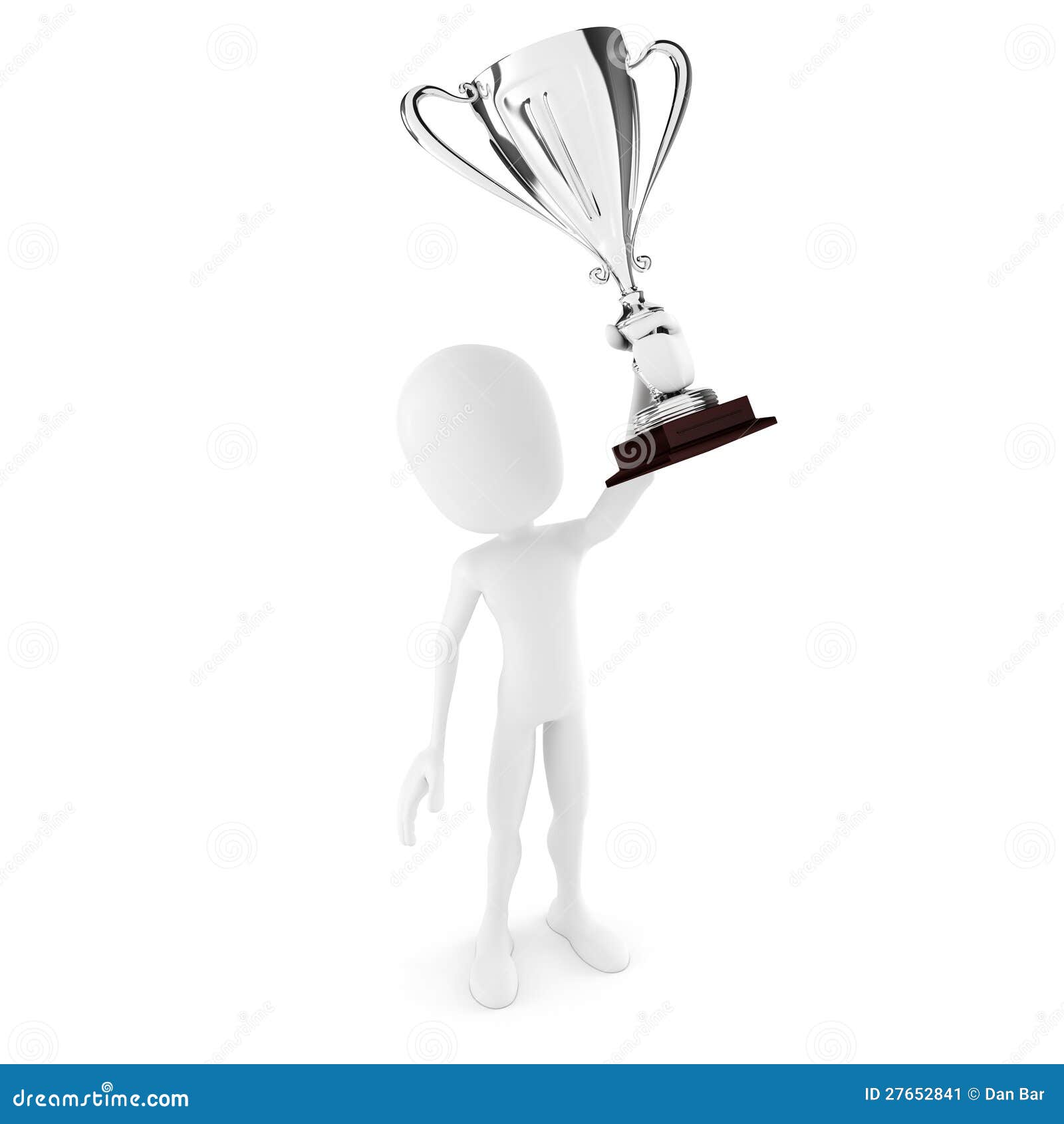 3d Man Winner Holding a Big Trophy Stock Illustration - Illustration of ...
