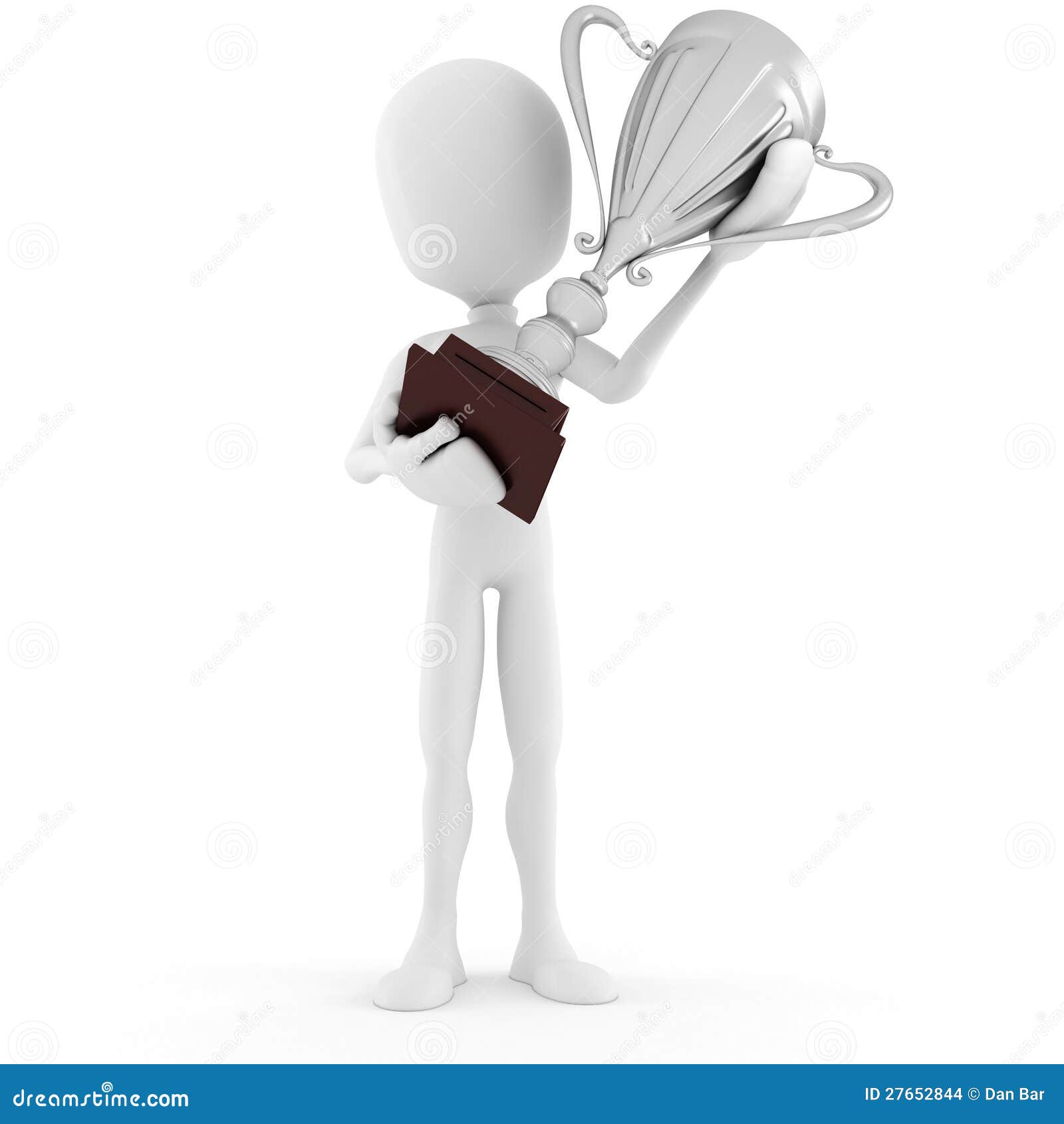 3d Man Winner Holding a Big Trophy Stock Illustration - Illustration of ...