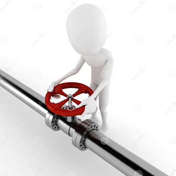 3d Man Worker and Shiny Pipeline Stock Illustration - Illustration of ...