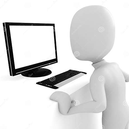 3d Man, Working at Computer Stock Illustration - Illustration of ...