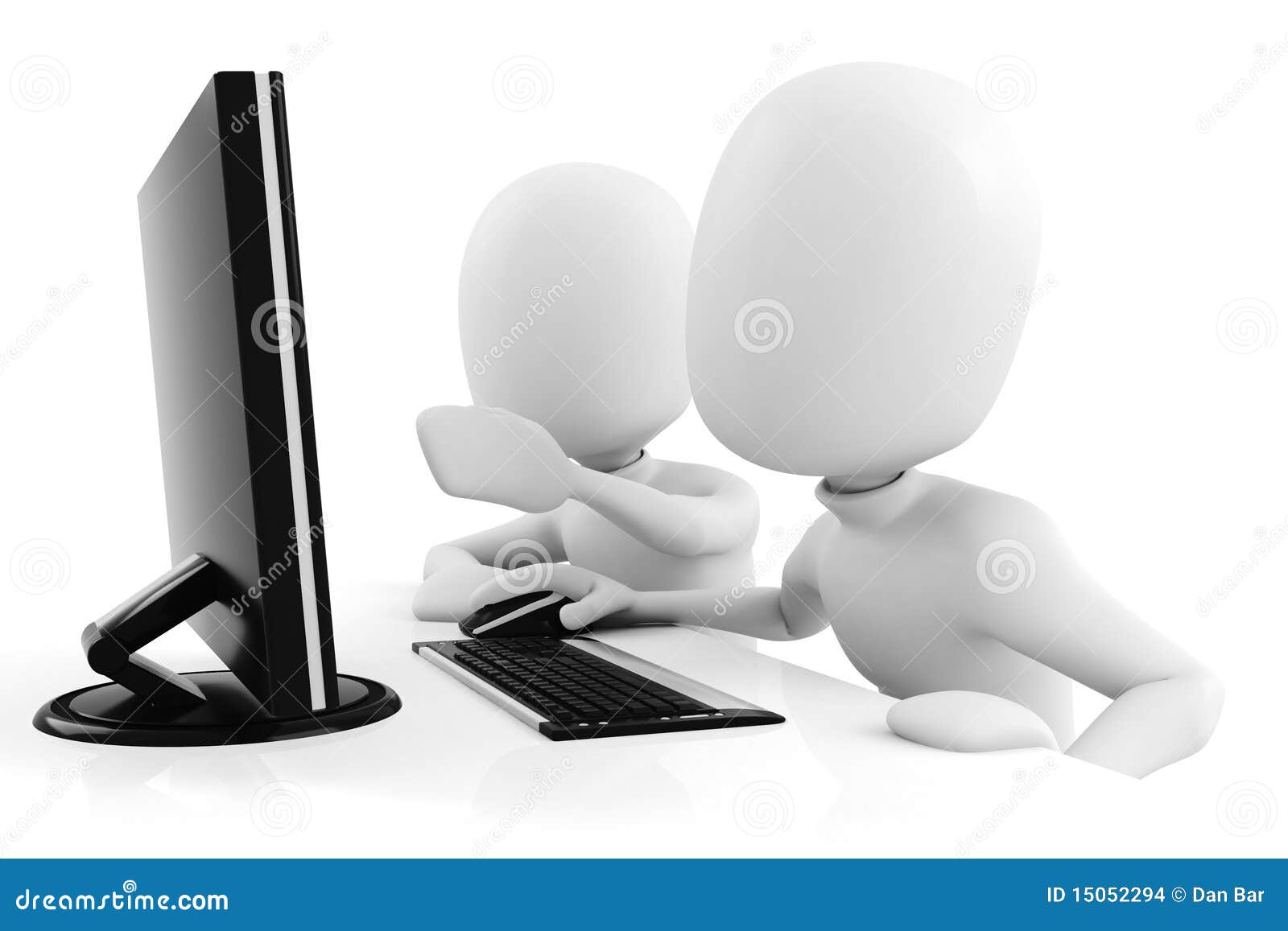 3d Man, Working at Computer Stock Illustration - Illustration of ...