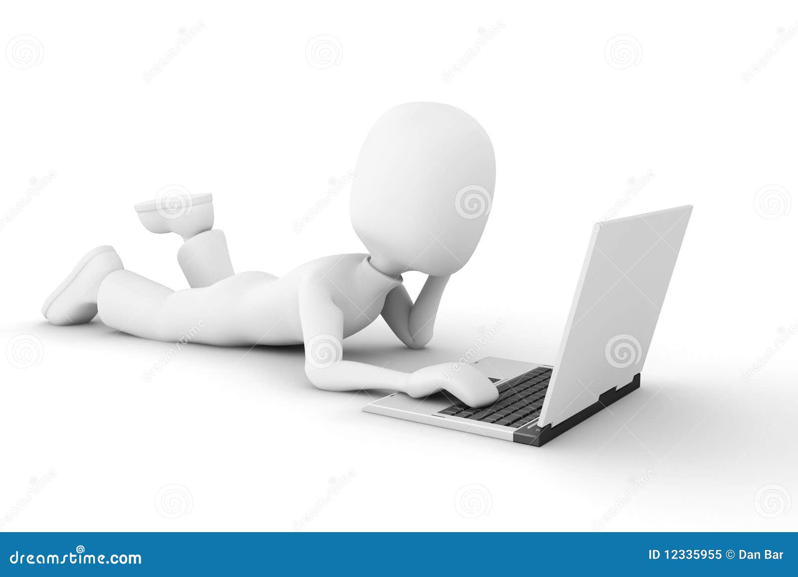 3d Man - Working at Hes Computer Stock Illustration - Illustration of ...