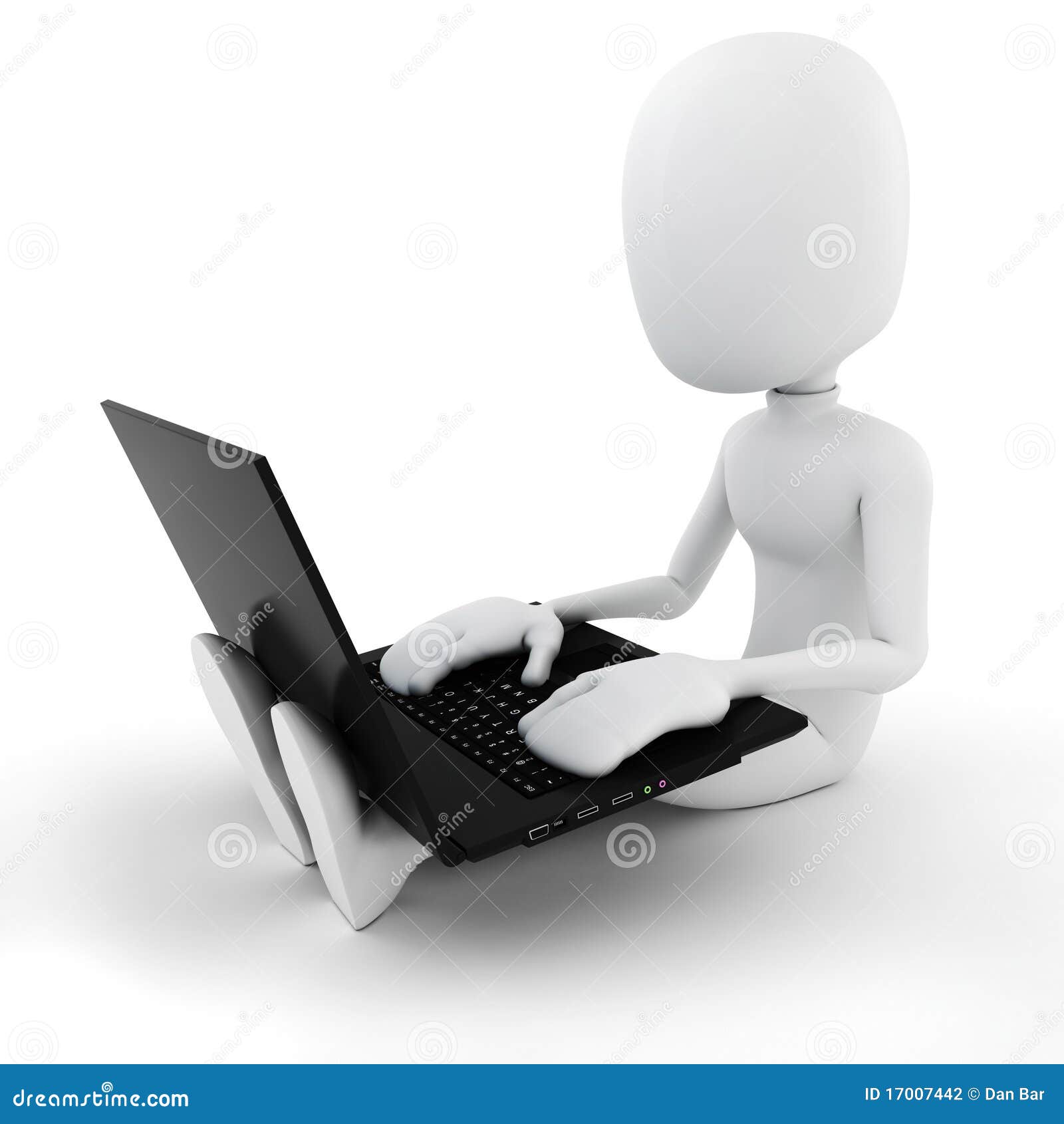 3d Man Working at His Laptop Stock Illustration - Illustration of ...