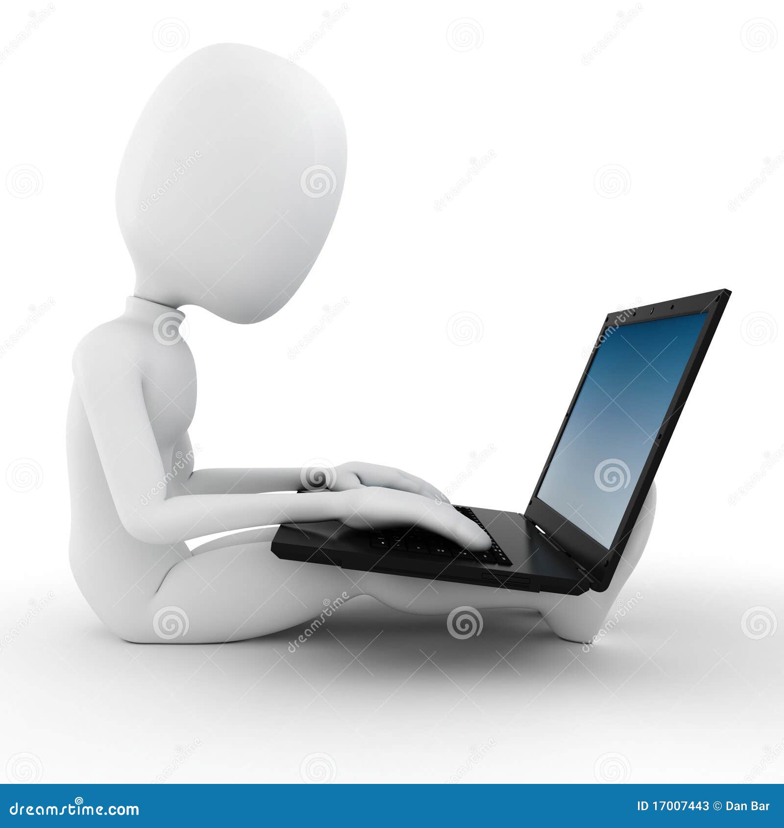 3d Man Working At His Laptop Stock Photos - Image: 17007443