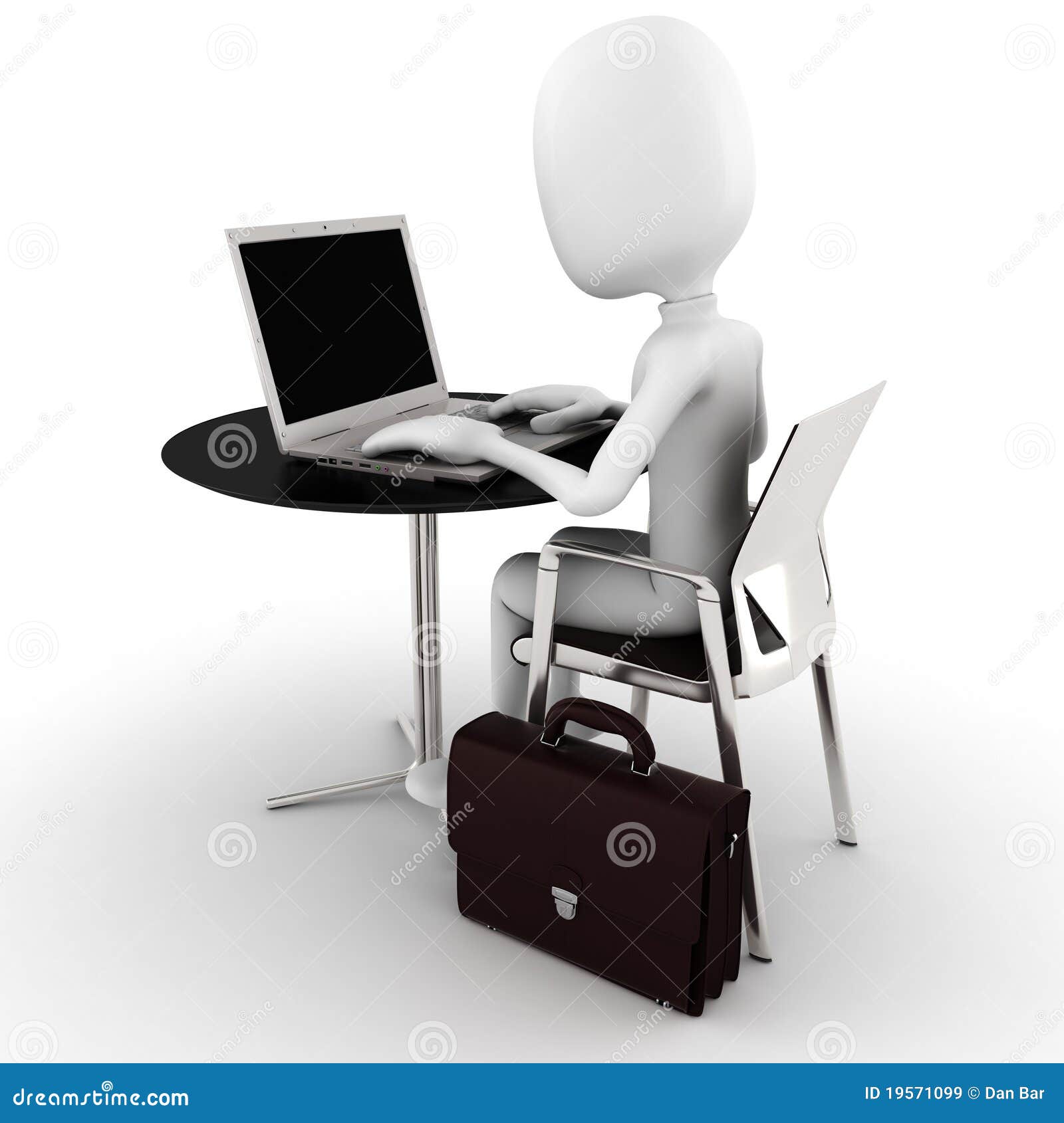3d Man Working At His Laptop Royalty Free Stock Images - Image: 19571099