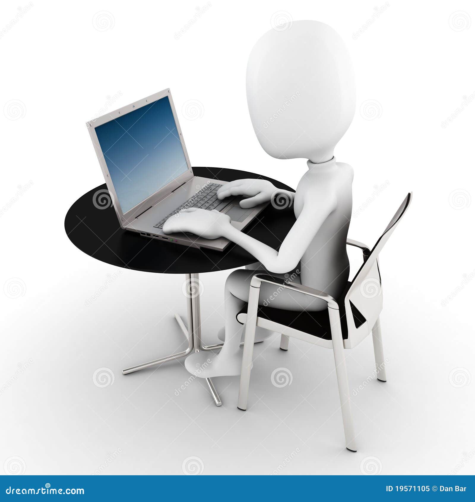3d Man Working At His Laptop Royalty Free Stock Photo - Image: 19571105