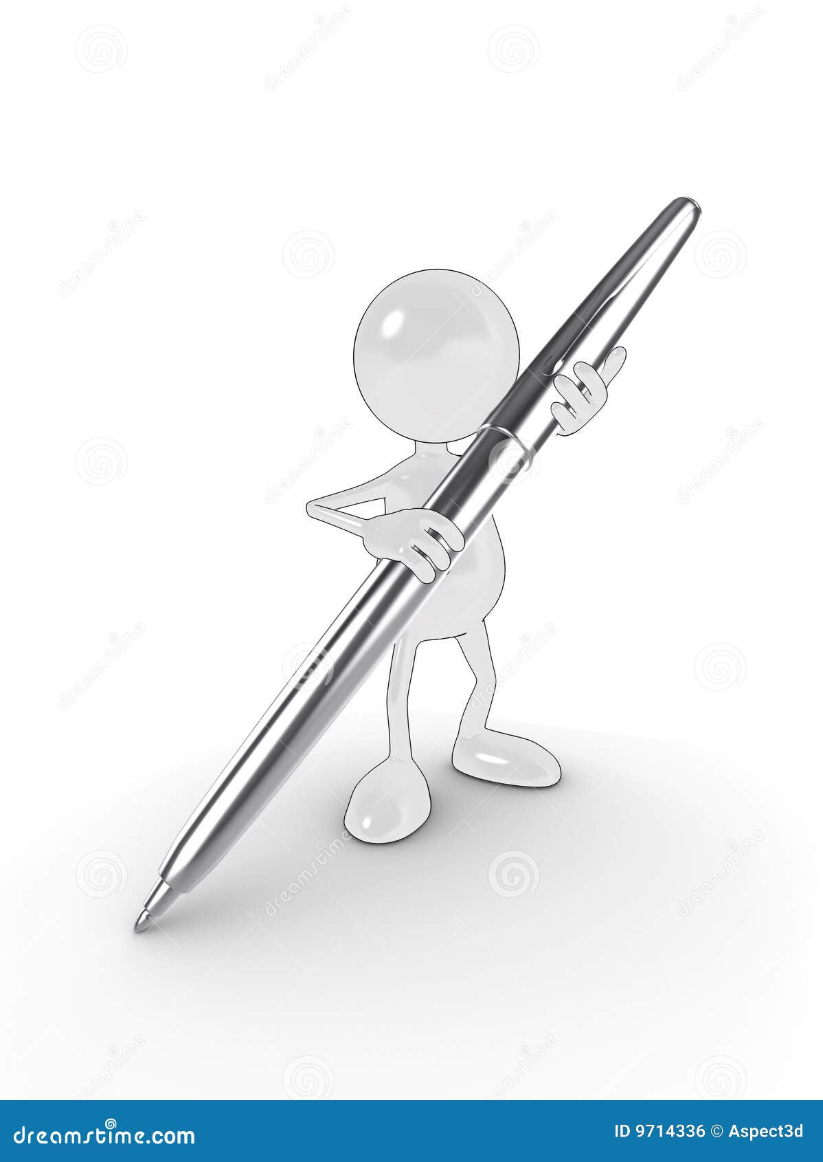 3d man writing stock illustration. Illustration of communication - 9714336