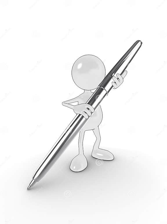 3d man writing stock illustration. Illustration of communication - 9714336