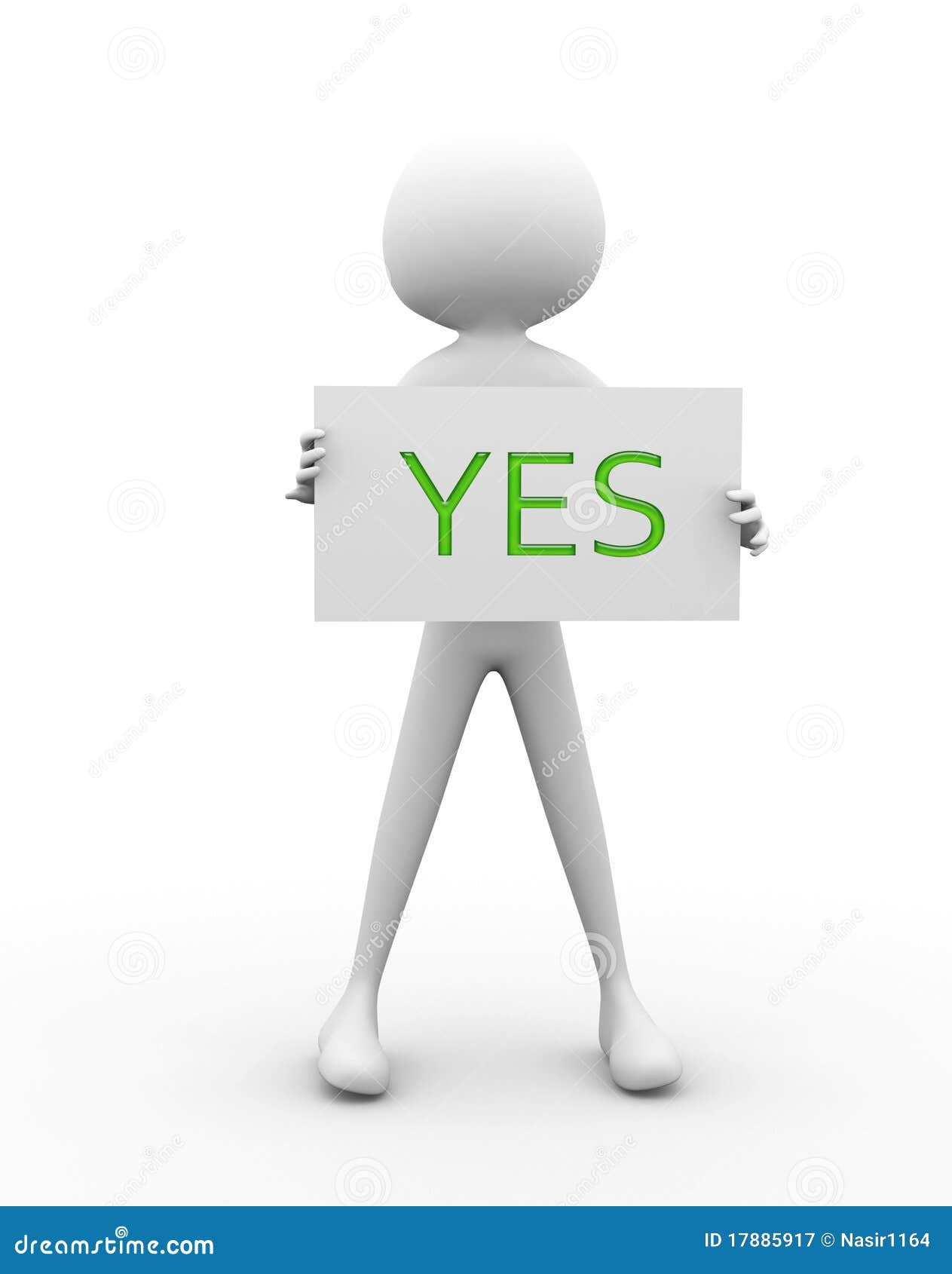 3d man with Yes poster stock illustration. Illustration of background ...