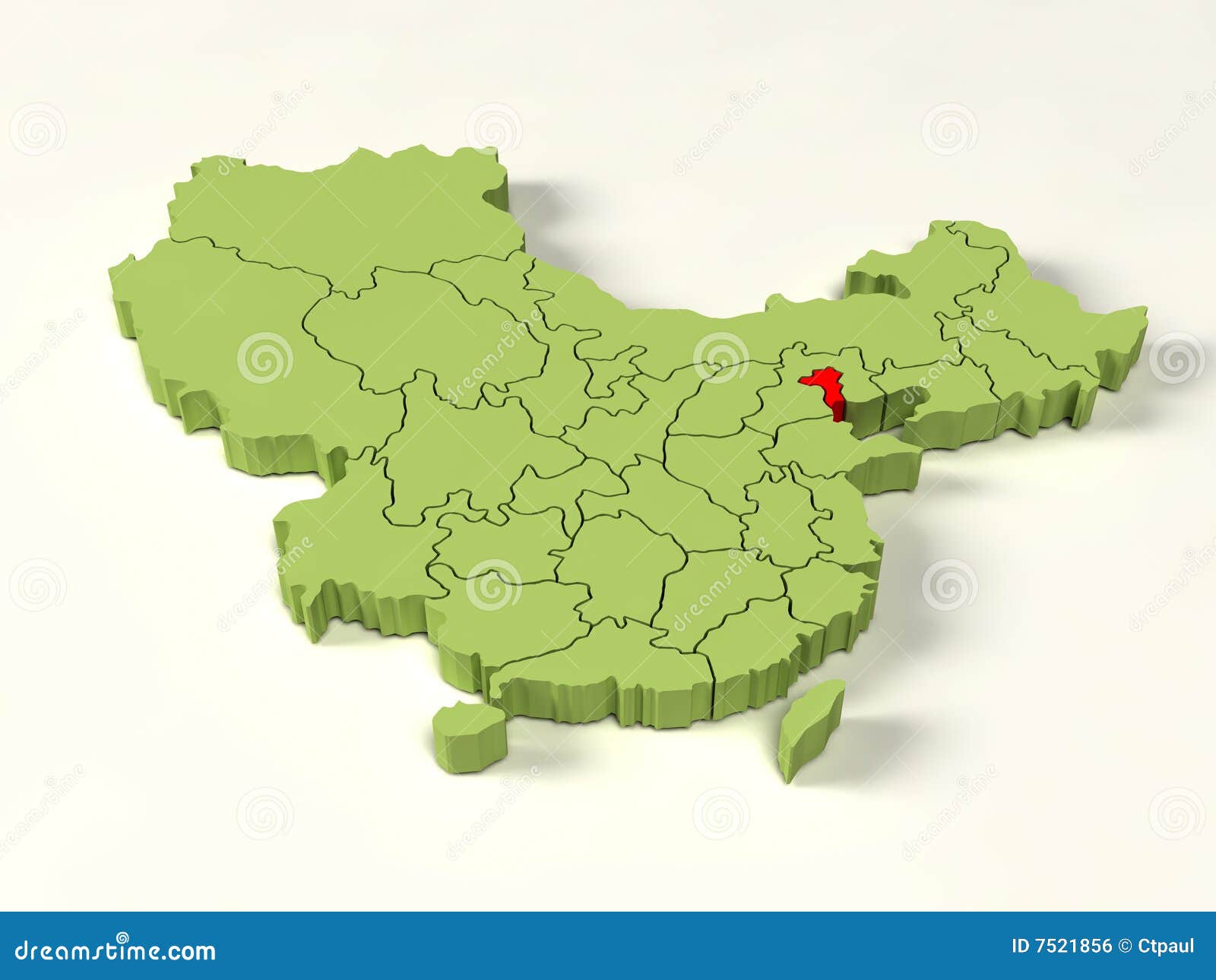 3d Map Of China With Wall - Map