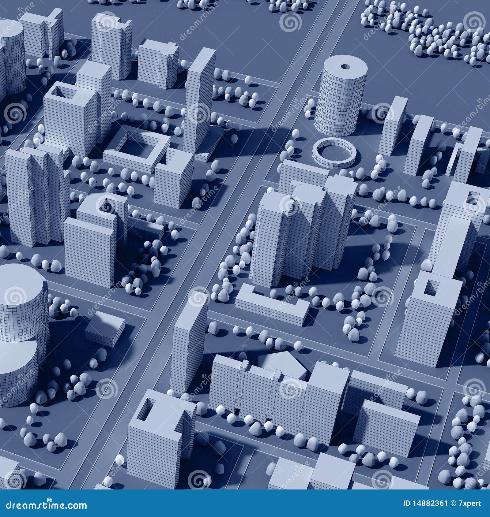 3d map of city stock illustration. Illustration of roof - 14882361