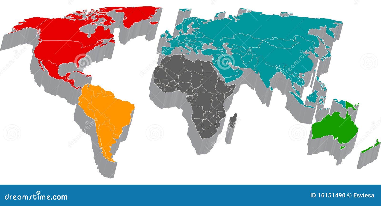 3d Map with Flag of the World Stock Illustration - Illustration of ...