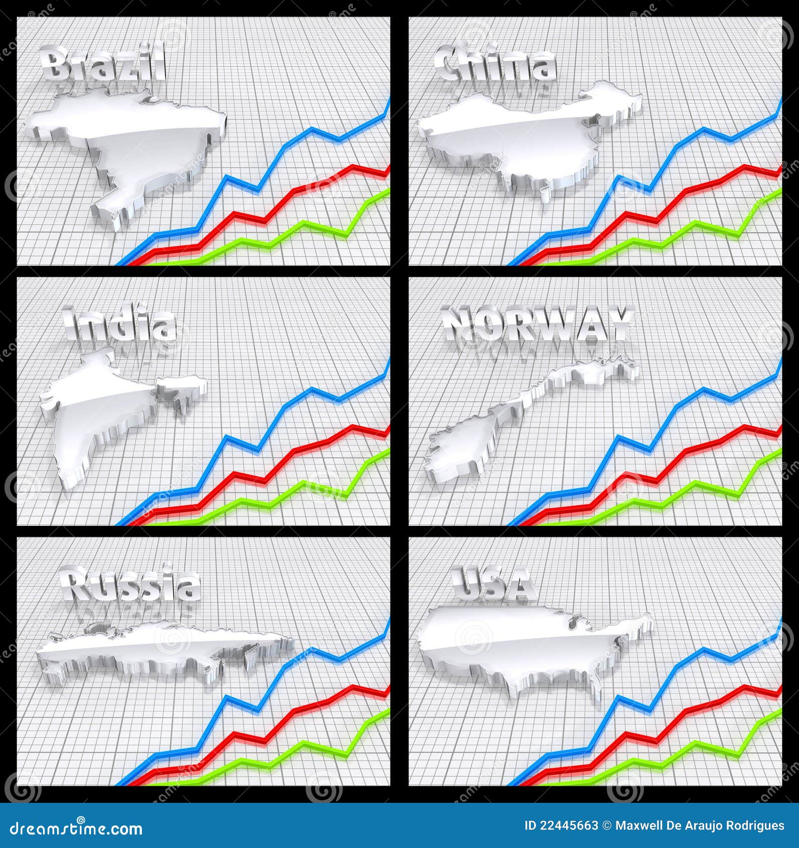 3D maps with graphic chart stock illustration. Illustration of business ...