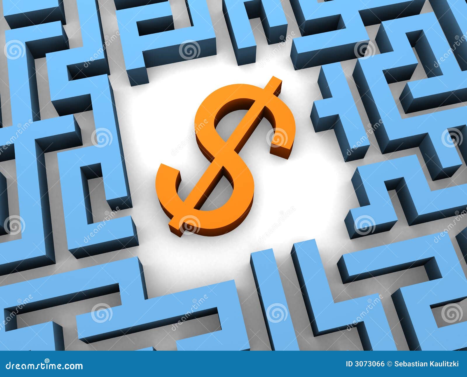 3d maze with a dollar sign stock illustration. Illustration of life ...