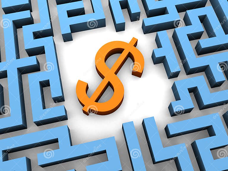 3d maze with a dollar sign stock illustration. Illustration of life ...