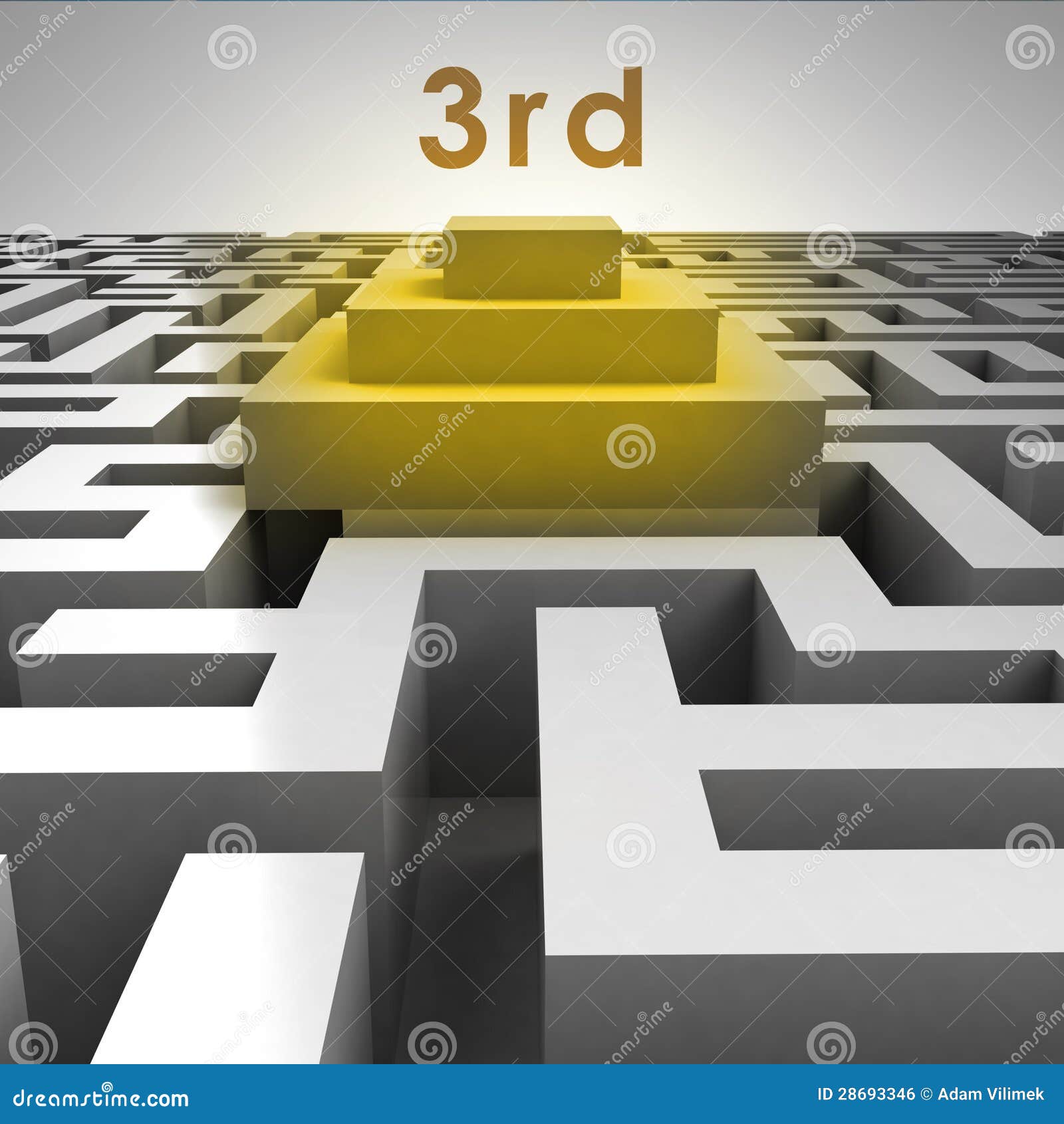 3D Maze Structure and Third Place Podium Stock Illustration ...