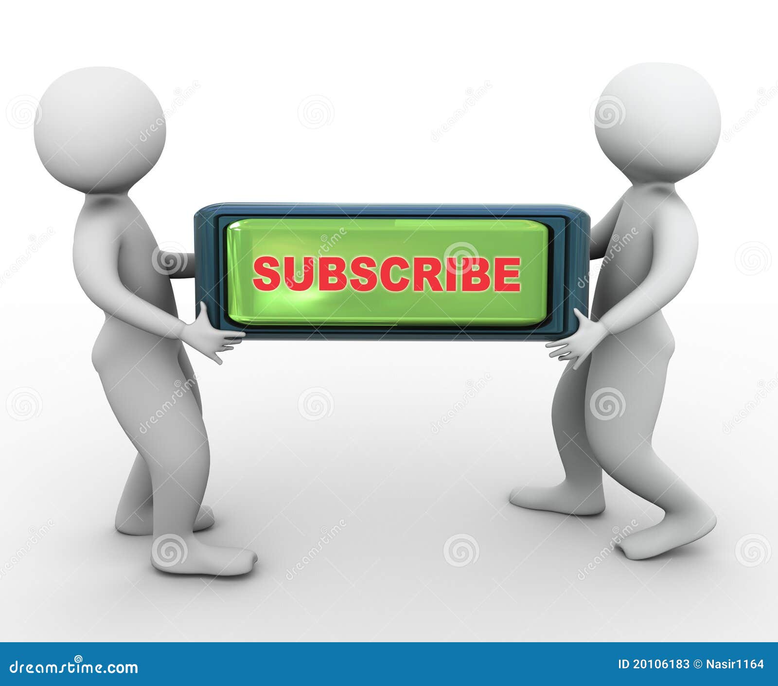 3d Men Carrying Subscribe Button Stock Illustration - Illustration of ...