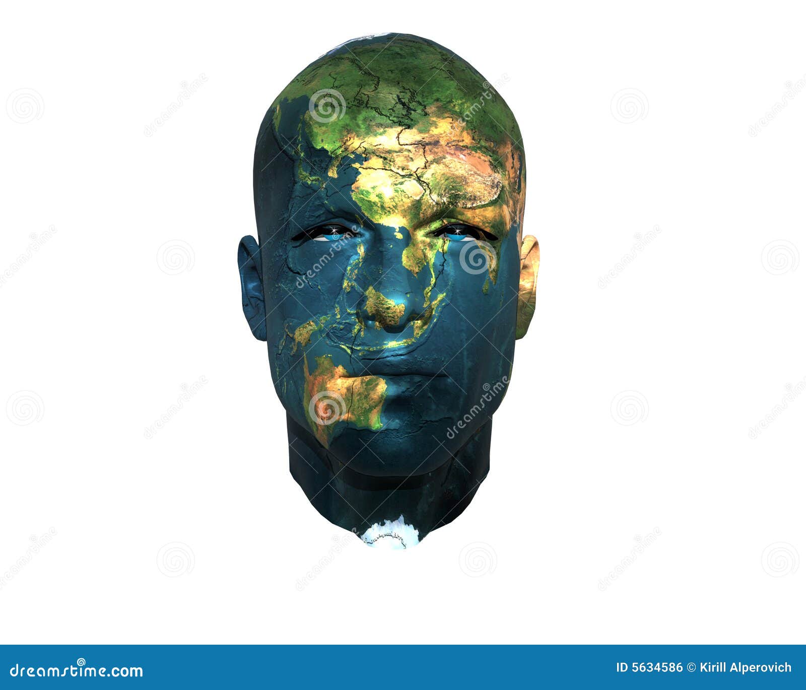 3D Men Face with Earth Texture Stock Illustration - Illustration of ...
