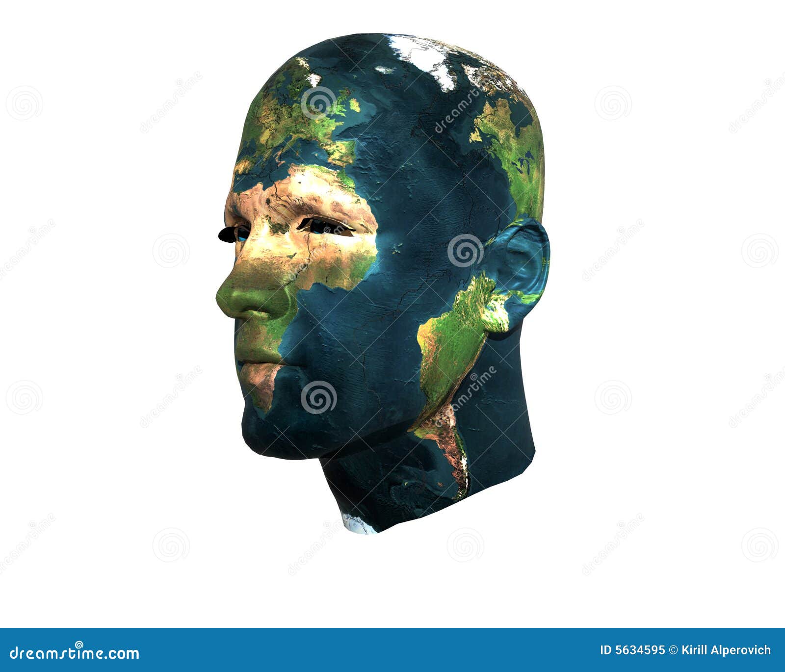 3D Men Face with Earth Texture Stock Illustration - Illustration of ...
