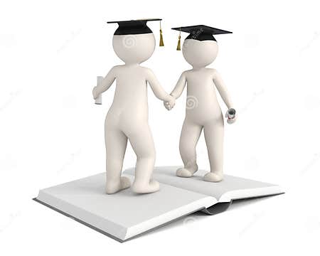 3d Men - Graduation - Gratulation Stock Illustration - Illustration of ...