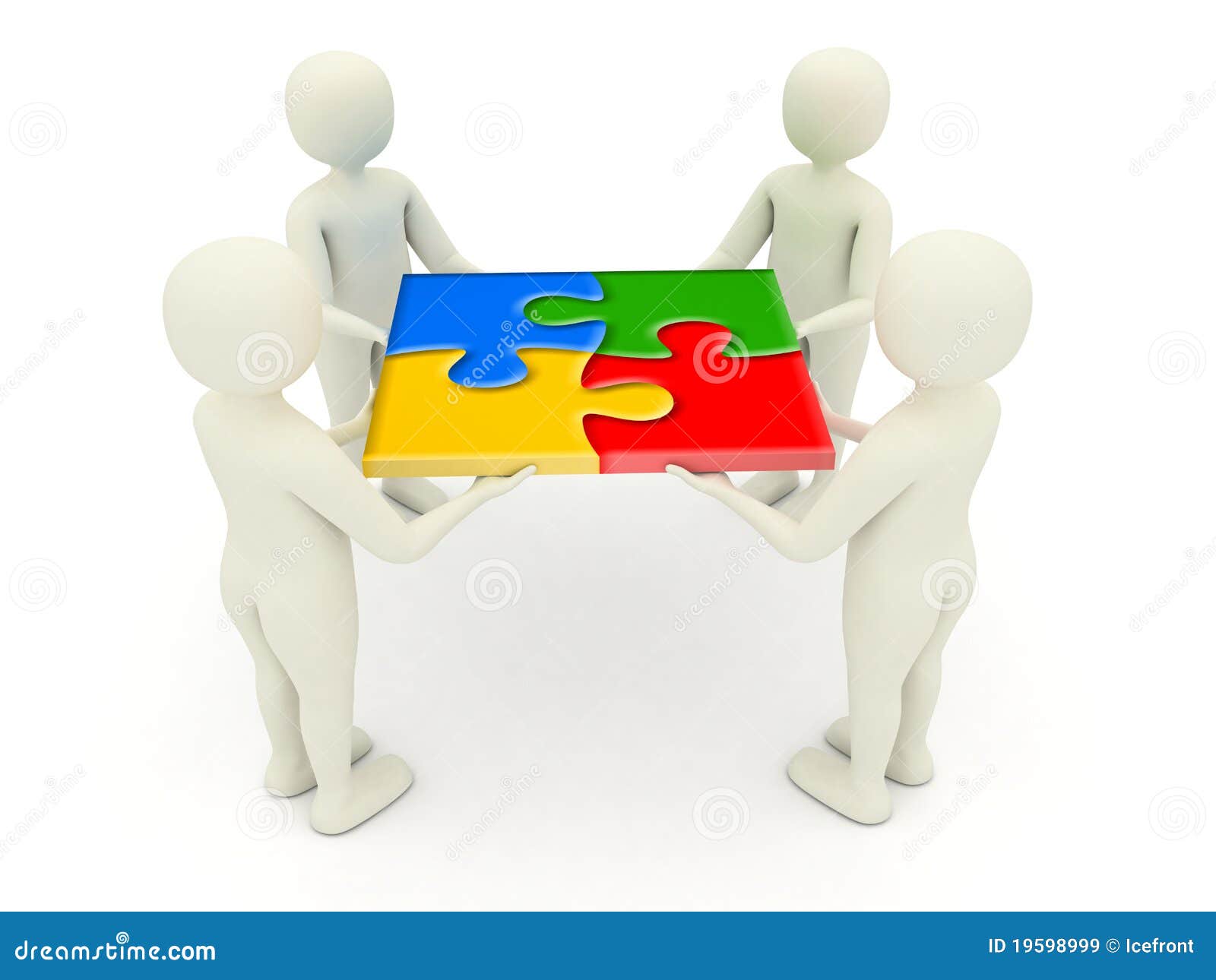 3d Men Holding Assembled Jigsaw Puzzle Pieces Royalty-Free Stock ...