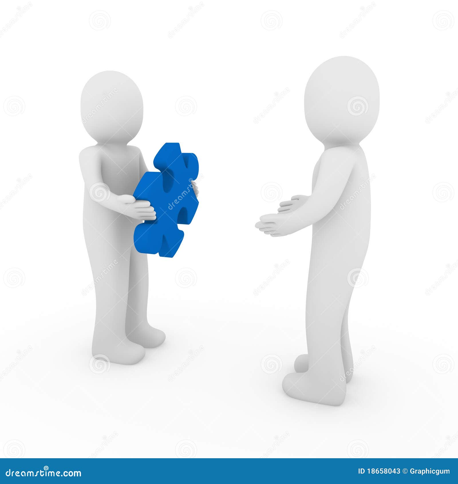 3d Men Puzzle Blue Teamwork Stock Illustration - Illustration of grey ...