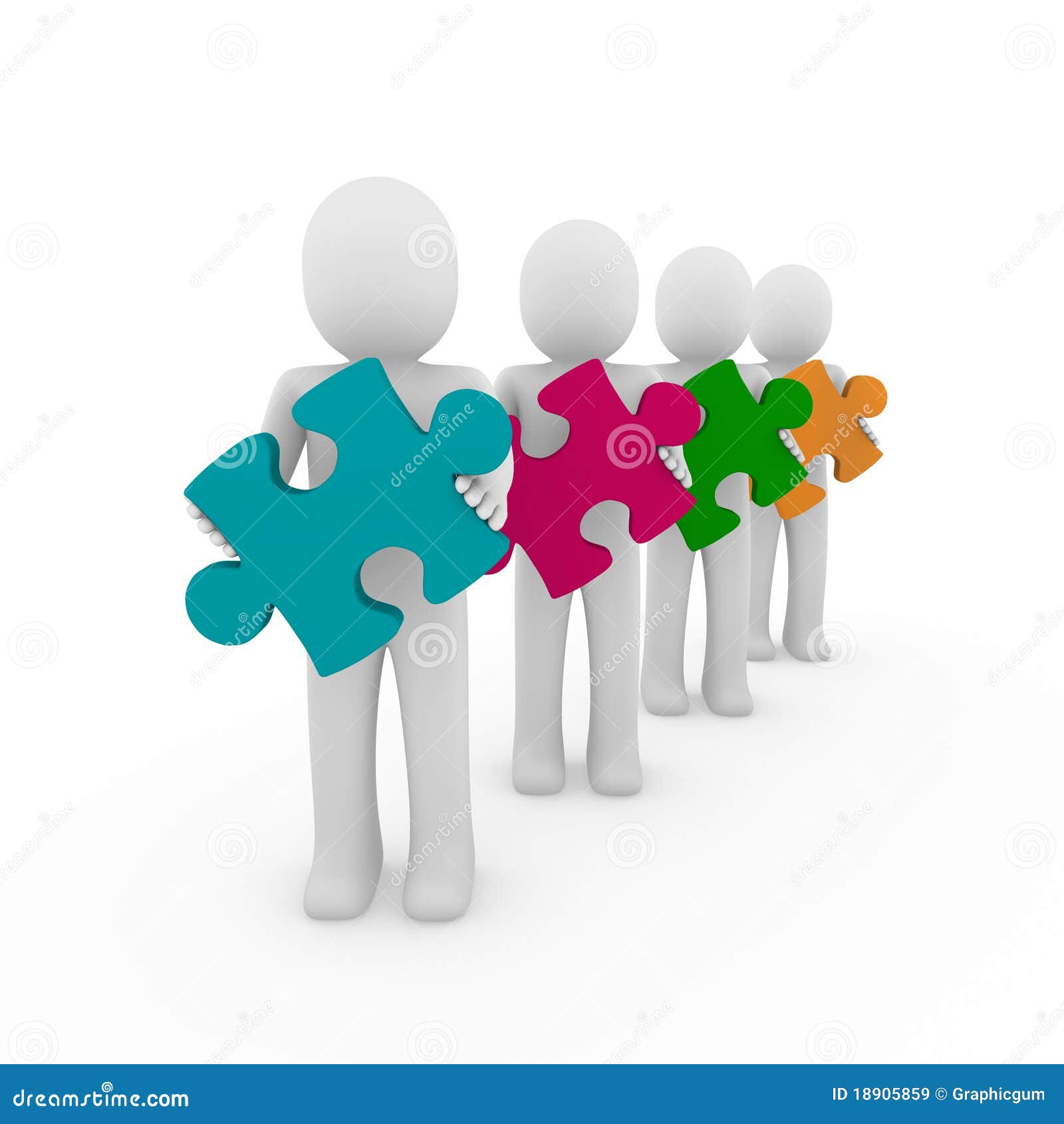 3d men puzzle teamwork stock illustration. Illustration of animated ...