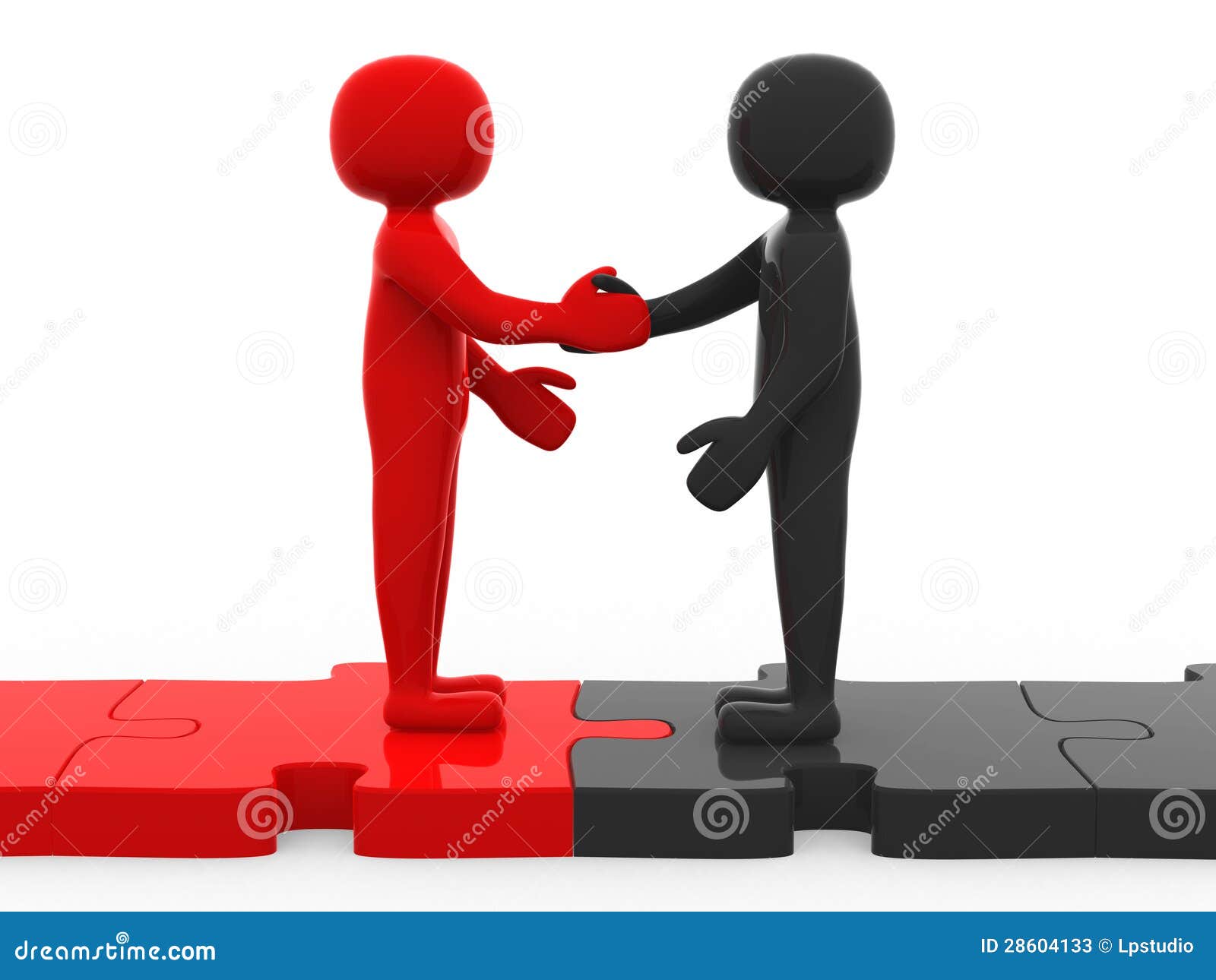 3d Men Shaking Hands on Puzzle Pieces Stock Illustration - Illustration ...