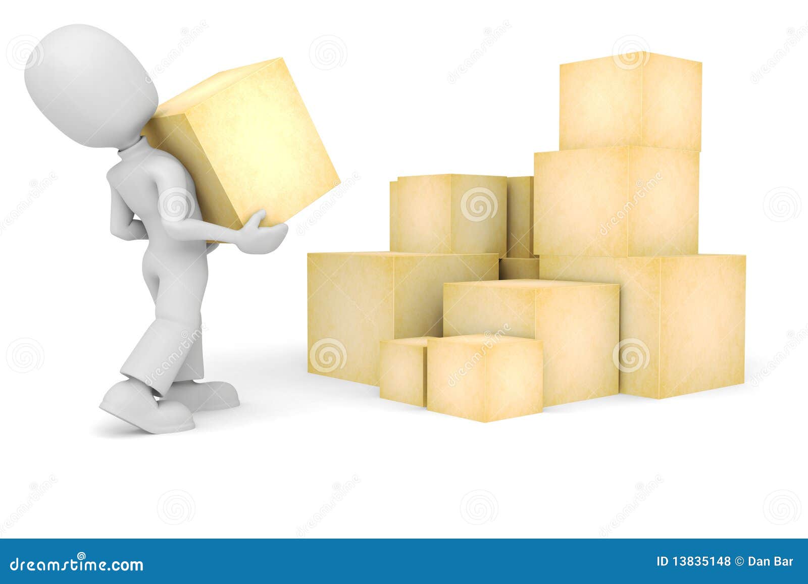 3d Mens Die Een Doos Draagt Stock Illustratie - Illustration of geld ...