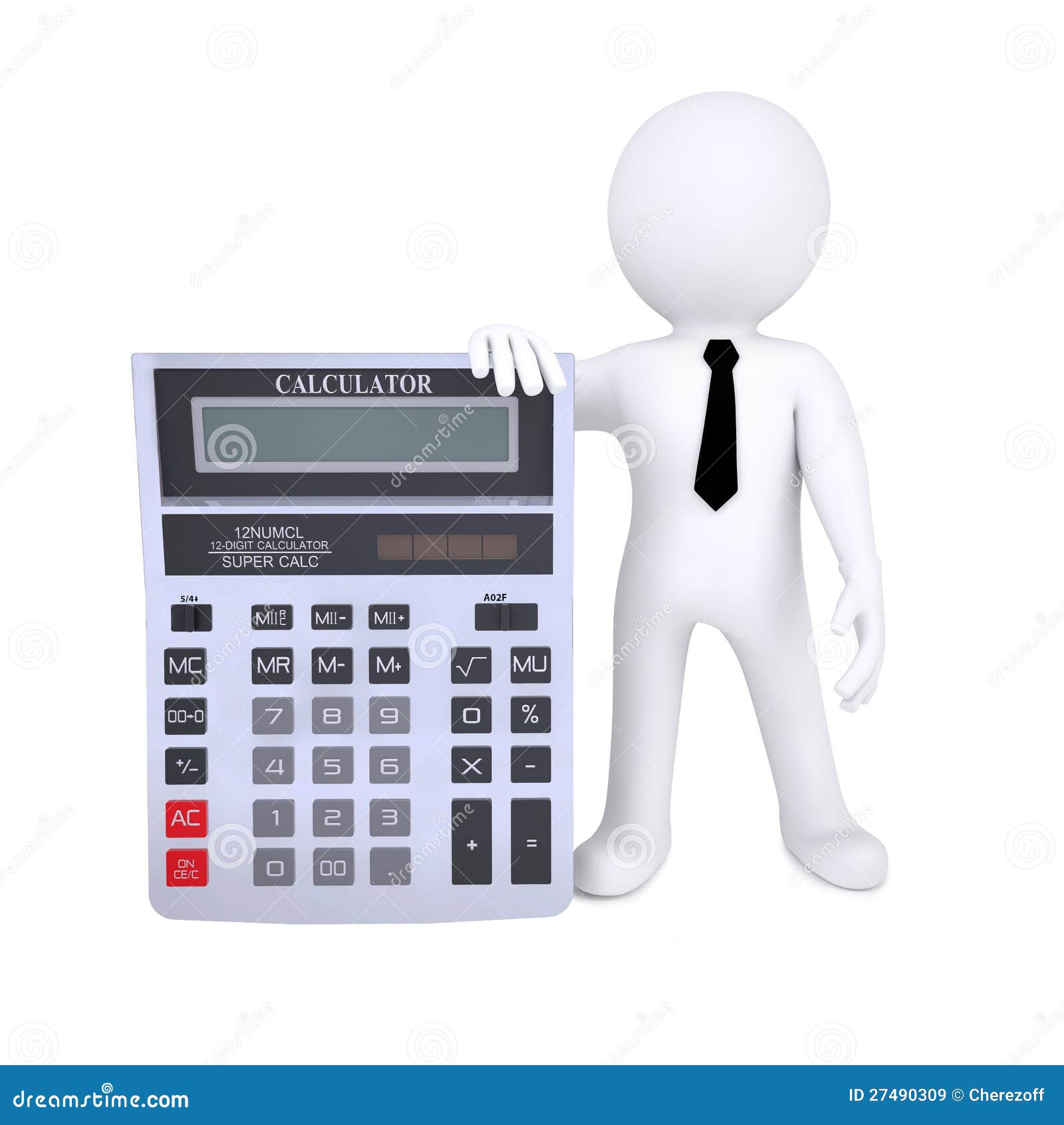 3d mens met een calculator stock illustratie. Illustration of telling ...