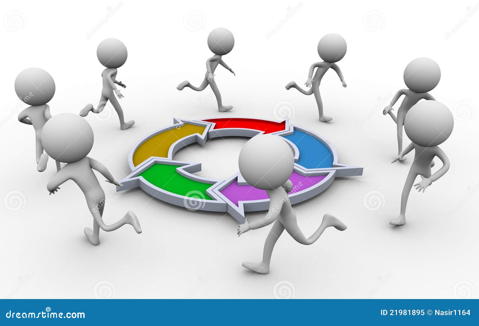 3d Mensen Die Rond Diagram Lopen Stock Illustratie - Illustration of ...