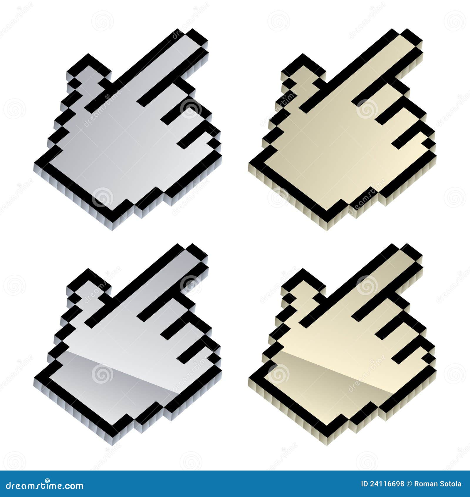 3d metallic cursors stock vector. Illustration of click - 24116698