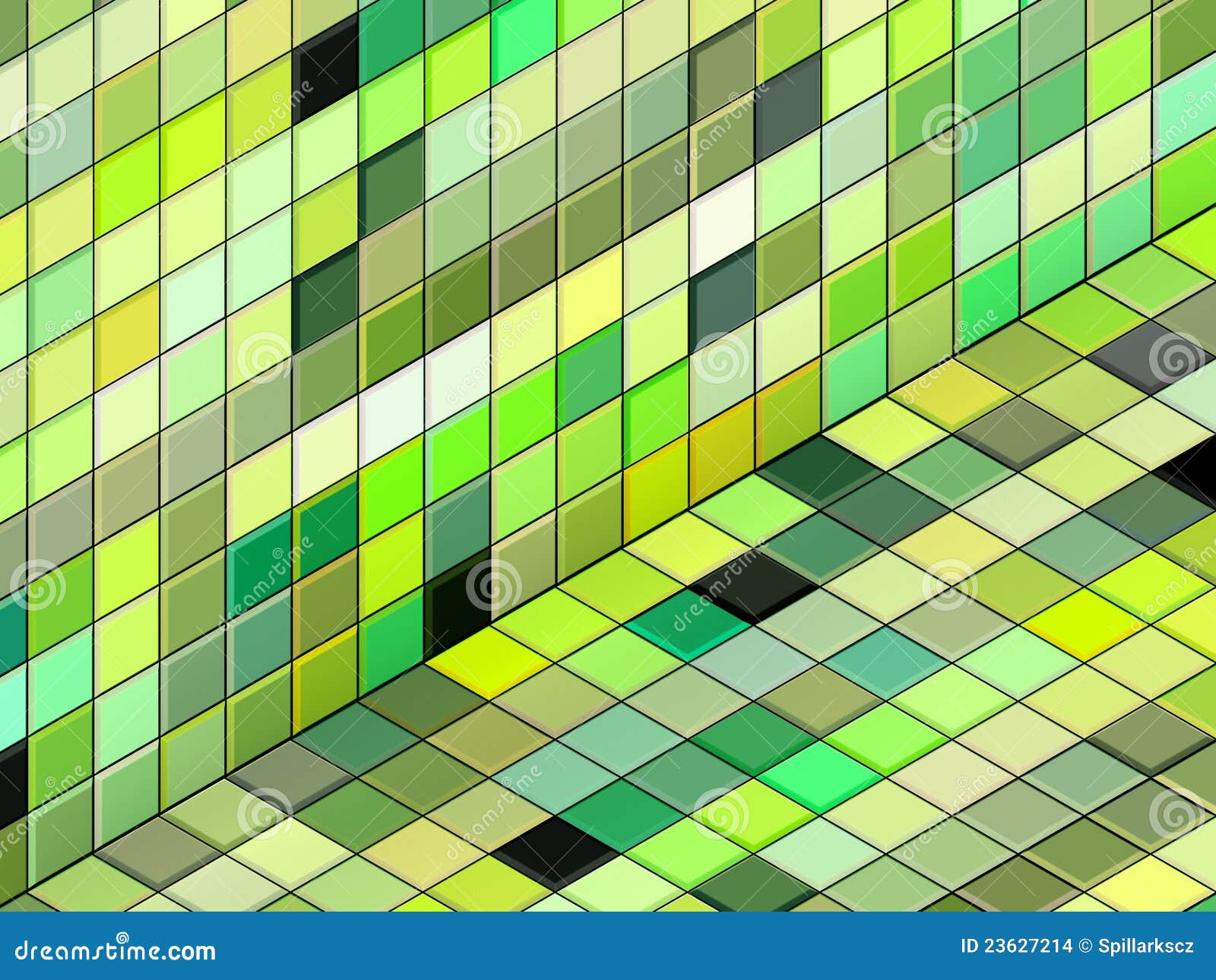 3d Mixed Green Tiled Wall Floor Pavement Stock Illustration ...
