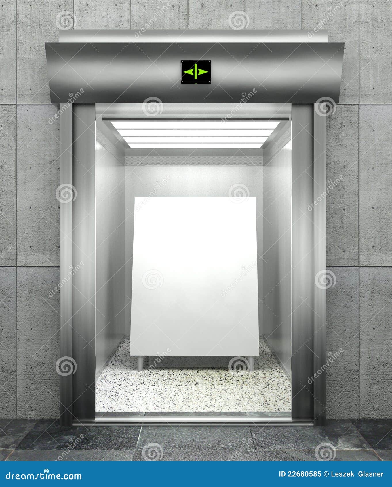 3d Modern Elevator with Empty Frame Stock Illustration - Illustration ...