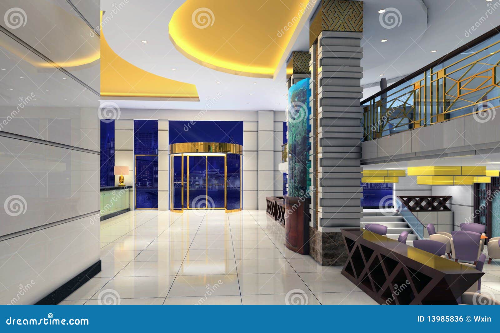 3d modern hall,corridor stock illustration. Illustration of ornate ...