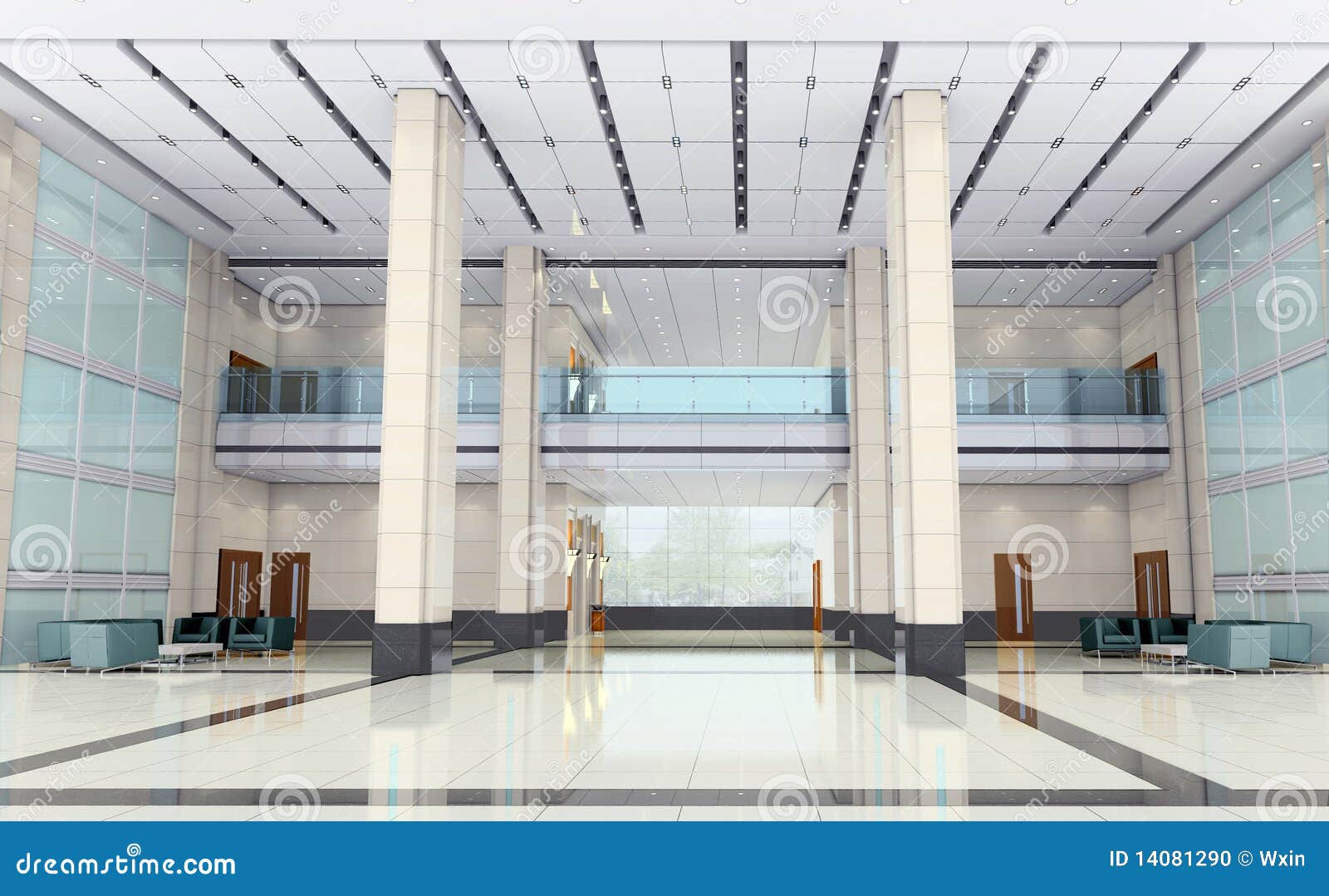 3d modern hall,corridor stock illustration. Illustration of roof - 14081290