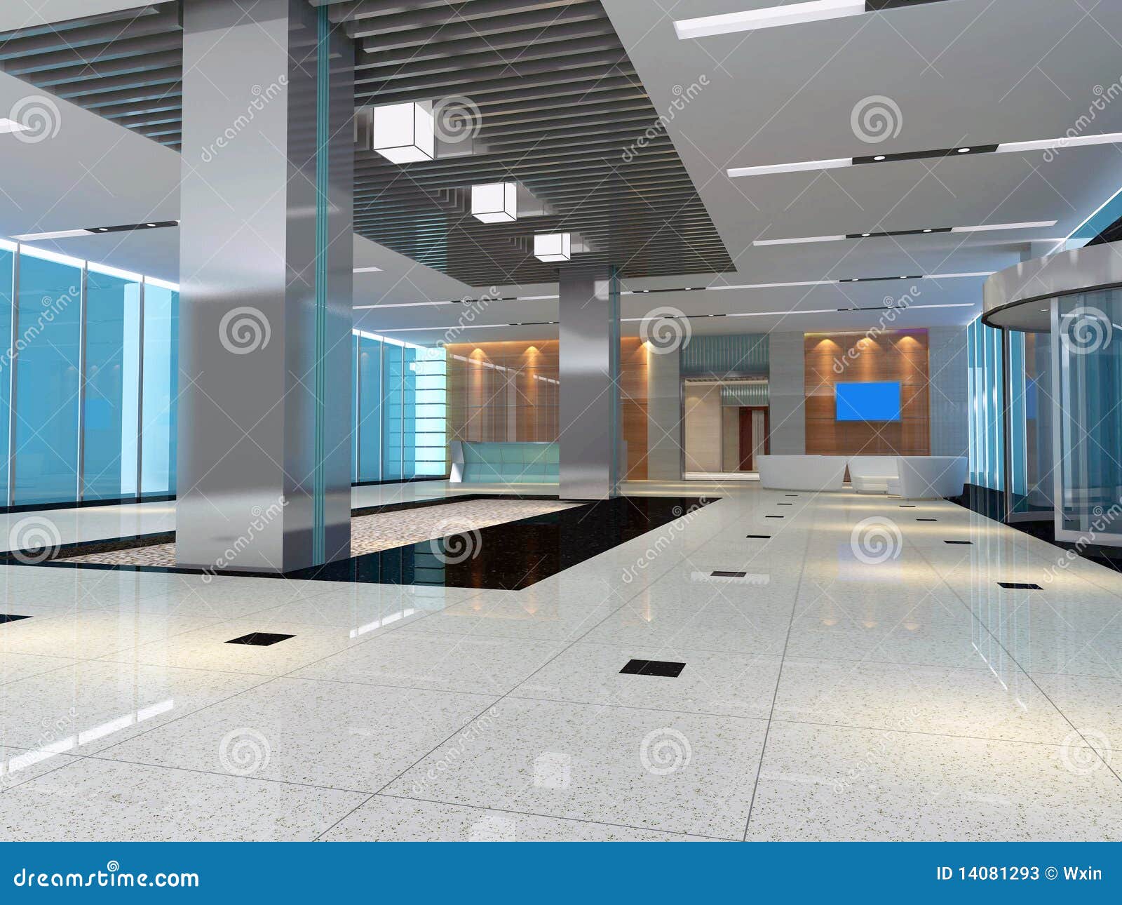 3d modern hall,corridor stock illustration. Illustration of ...