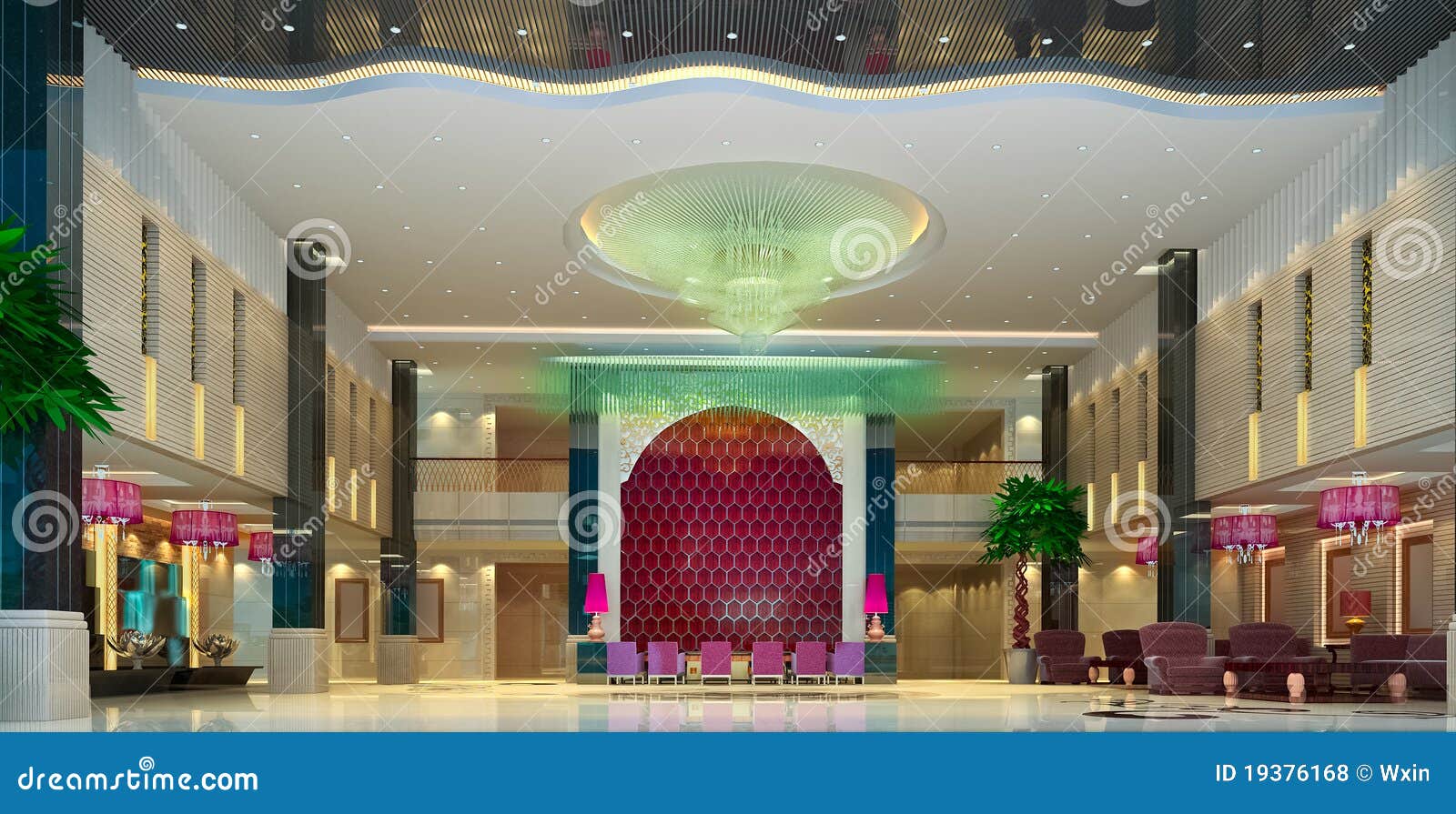 3d modern hall,corridor stock illustration. Illustration of marble ...