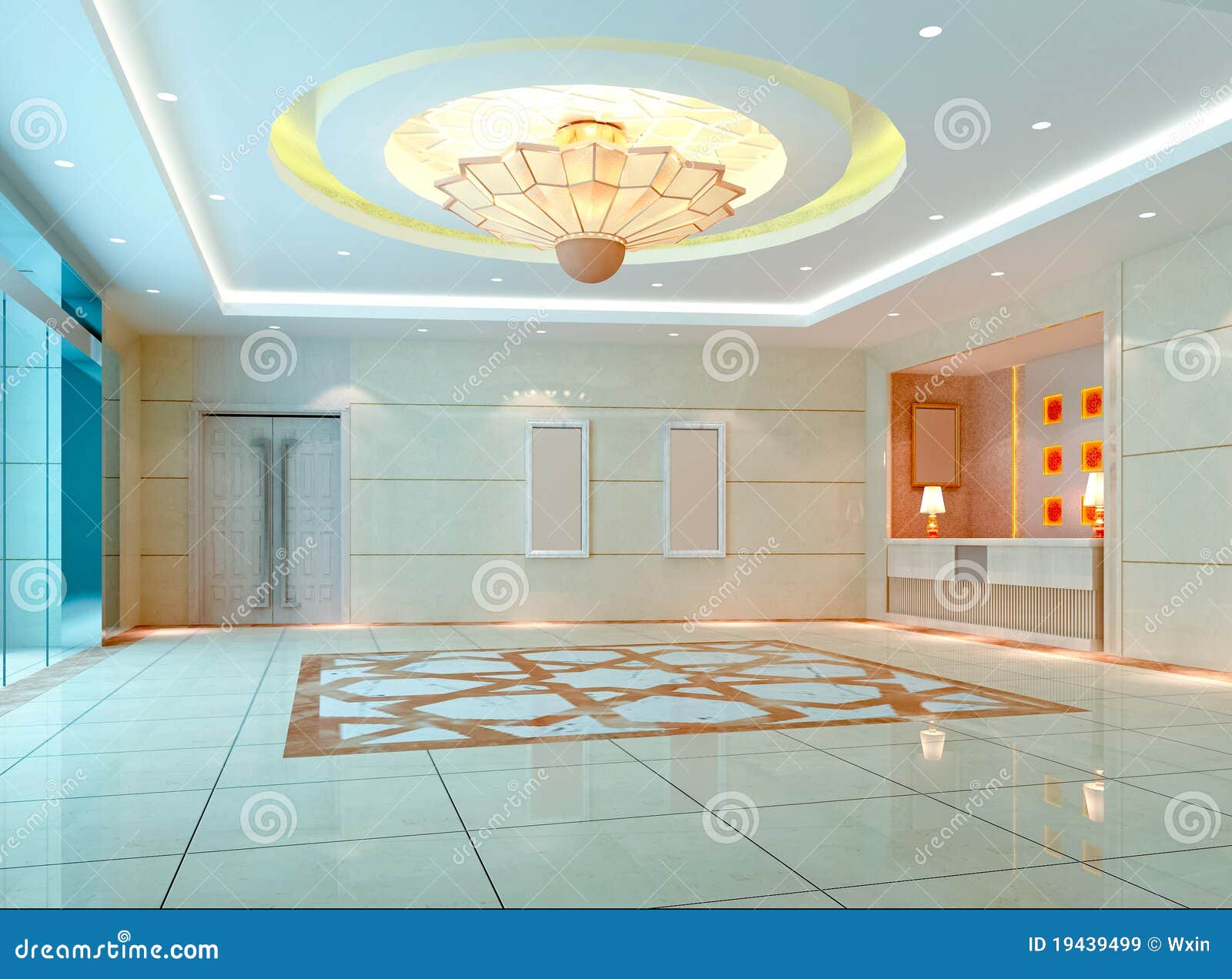 3d modern hall,corridor stock illustration. Illustration of ...