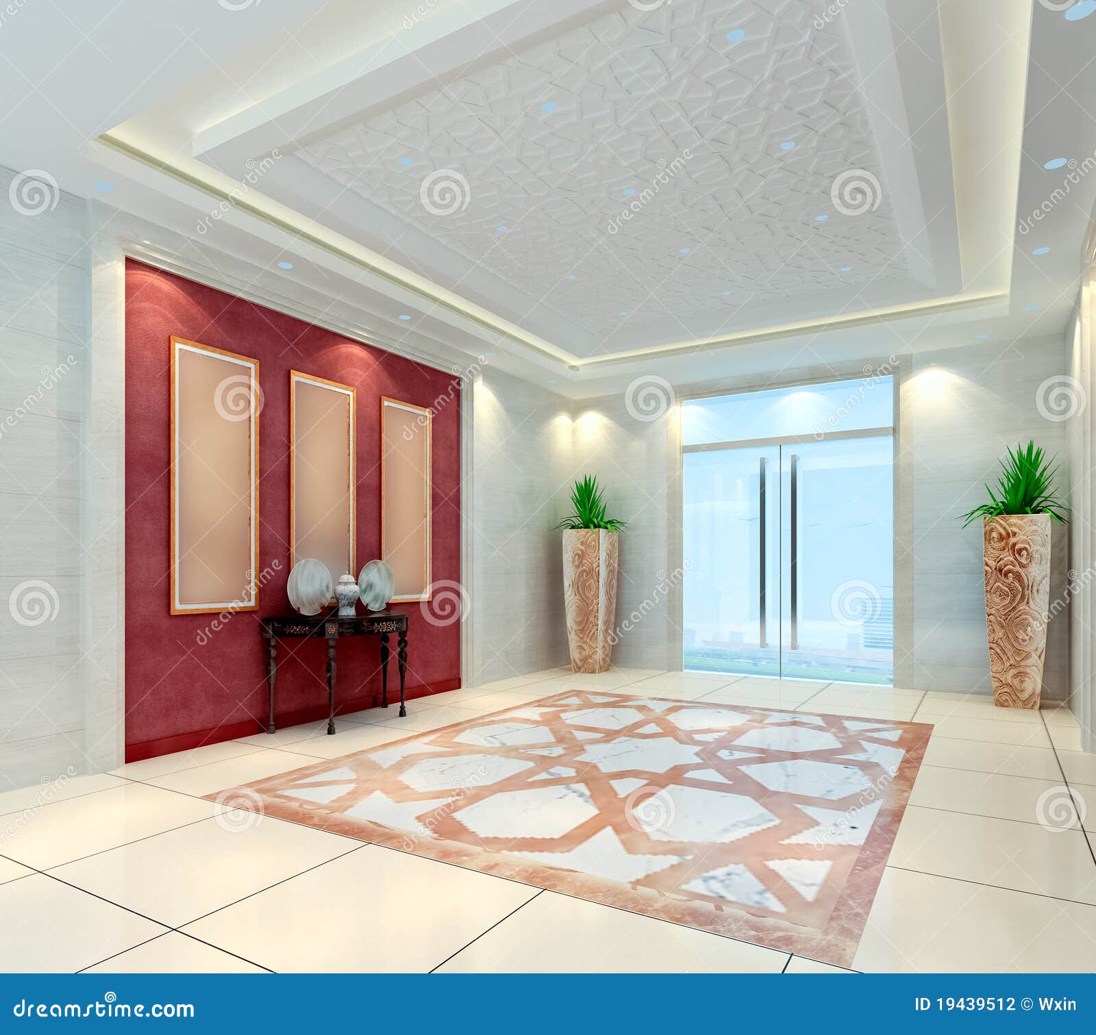3d modern hall,corridor stock illustration. Illustration of ...