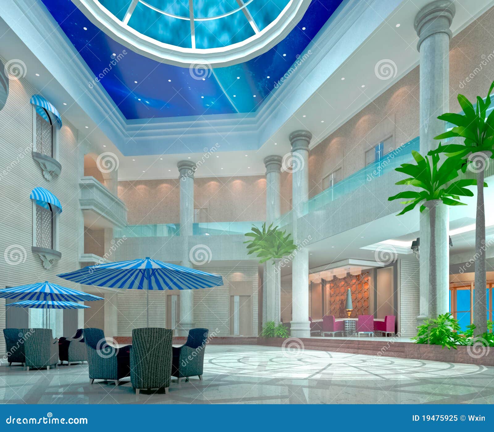 3d modern hall,corridor stock illustration. Illustration of lighting ...