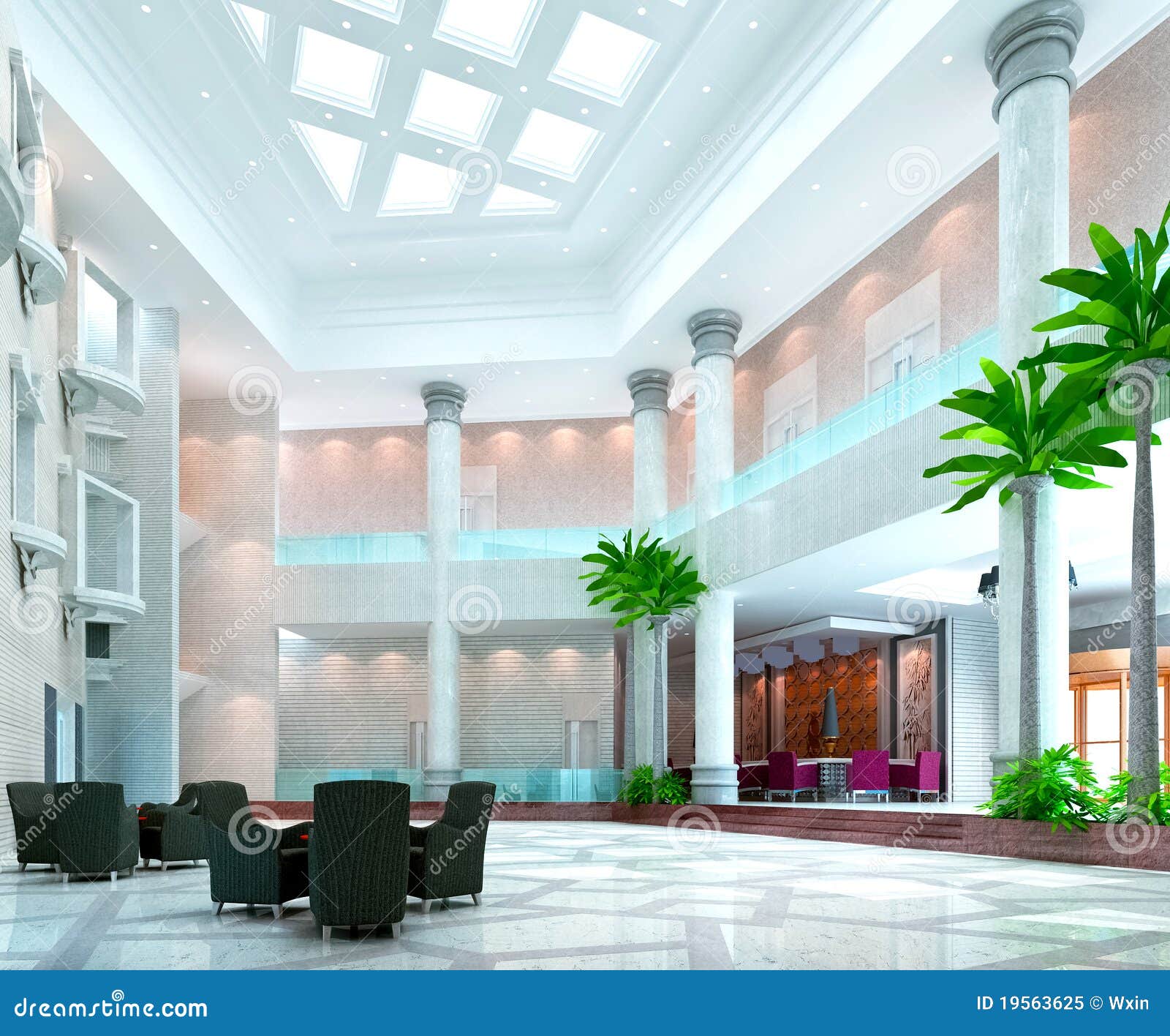 3d modern hall,corridor stock illustration. Illustration of ornate ...