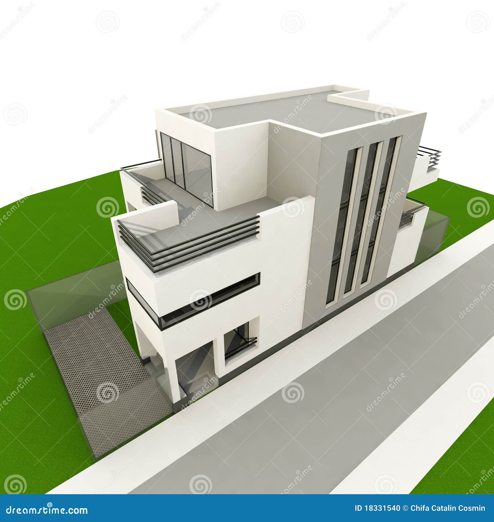 3d modern house stock illustration. Illustration of real - 18331540